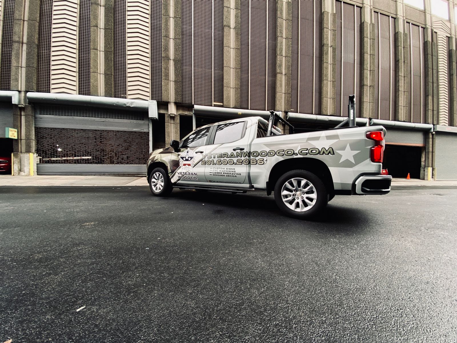 Veteran Wood Co gets Chevy Silverado truck wrap by Wrapmate