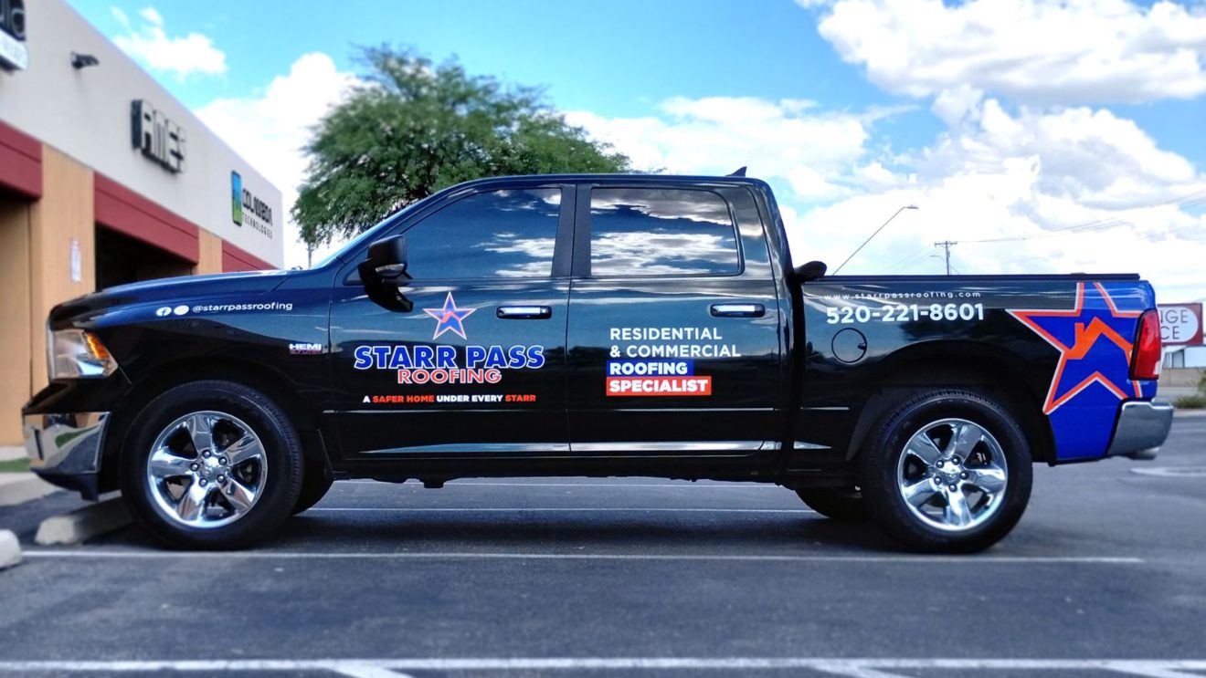 Roofing Services vehicle wrap designs, examples & price ranges